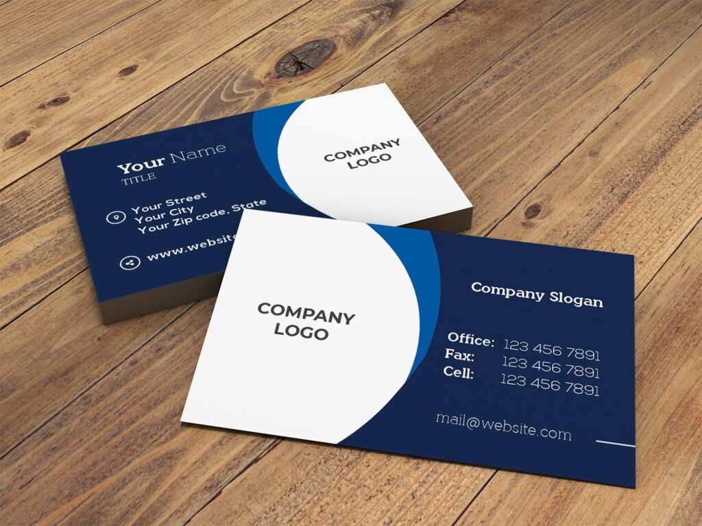 Curved Business Card - Dark Blue (Printed) - Office Garner