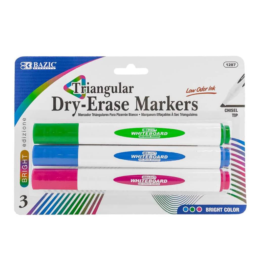 Triangle Dry-Erase Markers, Chisel Tip, Bright Colors, Pack of 3 ...
