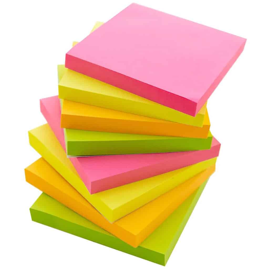 Stick On Notes, 3" x 3", Neon, 90 Sheets, Pack of 12 - Office Garner