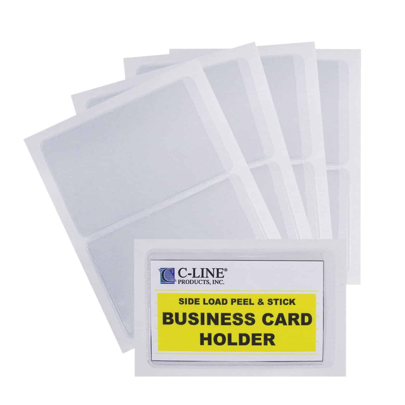 Self-Adhesive Business Card Holder, Side Load, 2" x 3-1-2", Pack of 10 ...