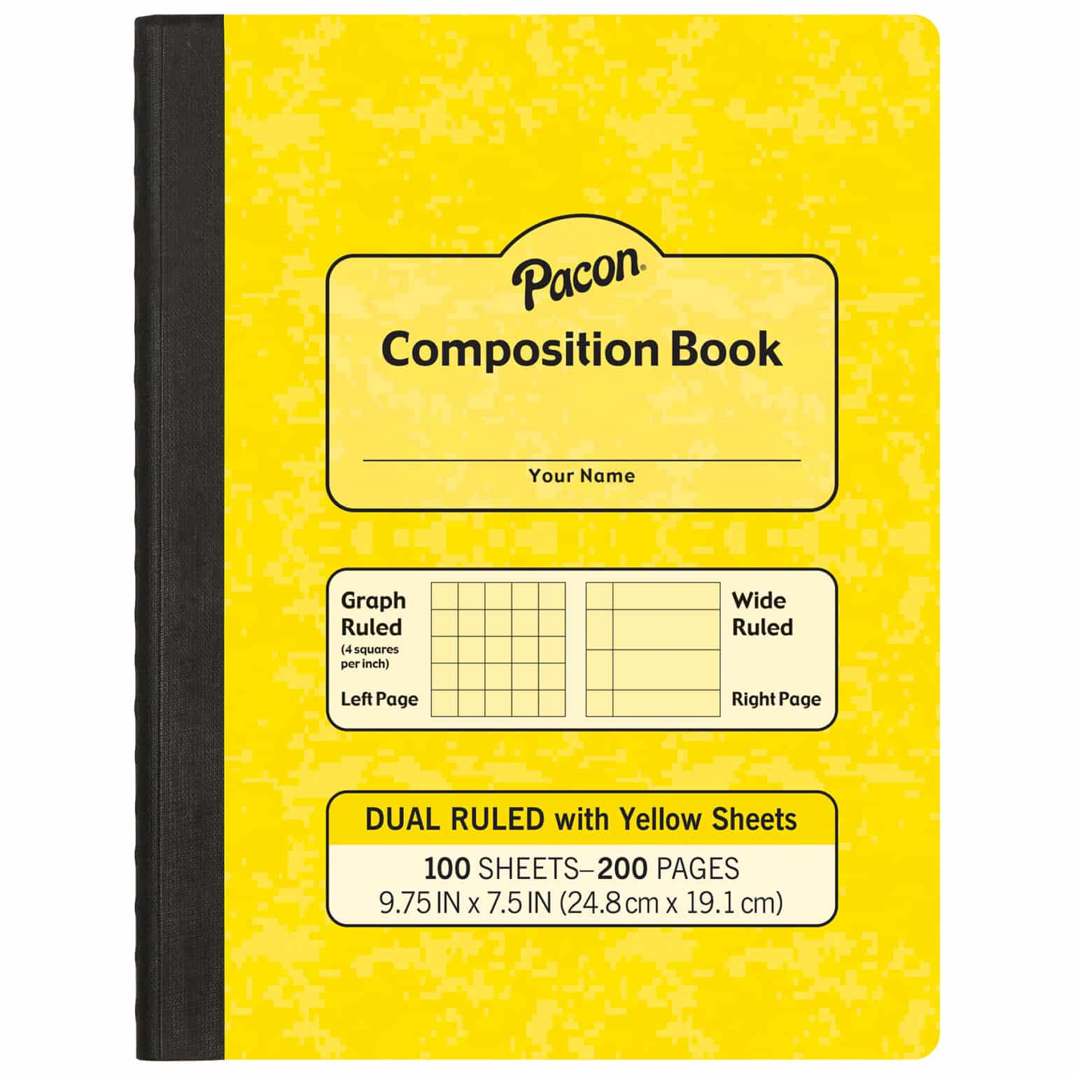 Dual Ruled Composition Book, Yellow, 1-4 in grid and 3-8 in (wide) 9-3 ...